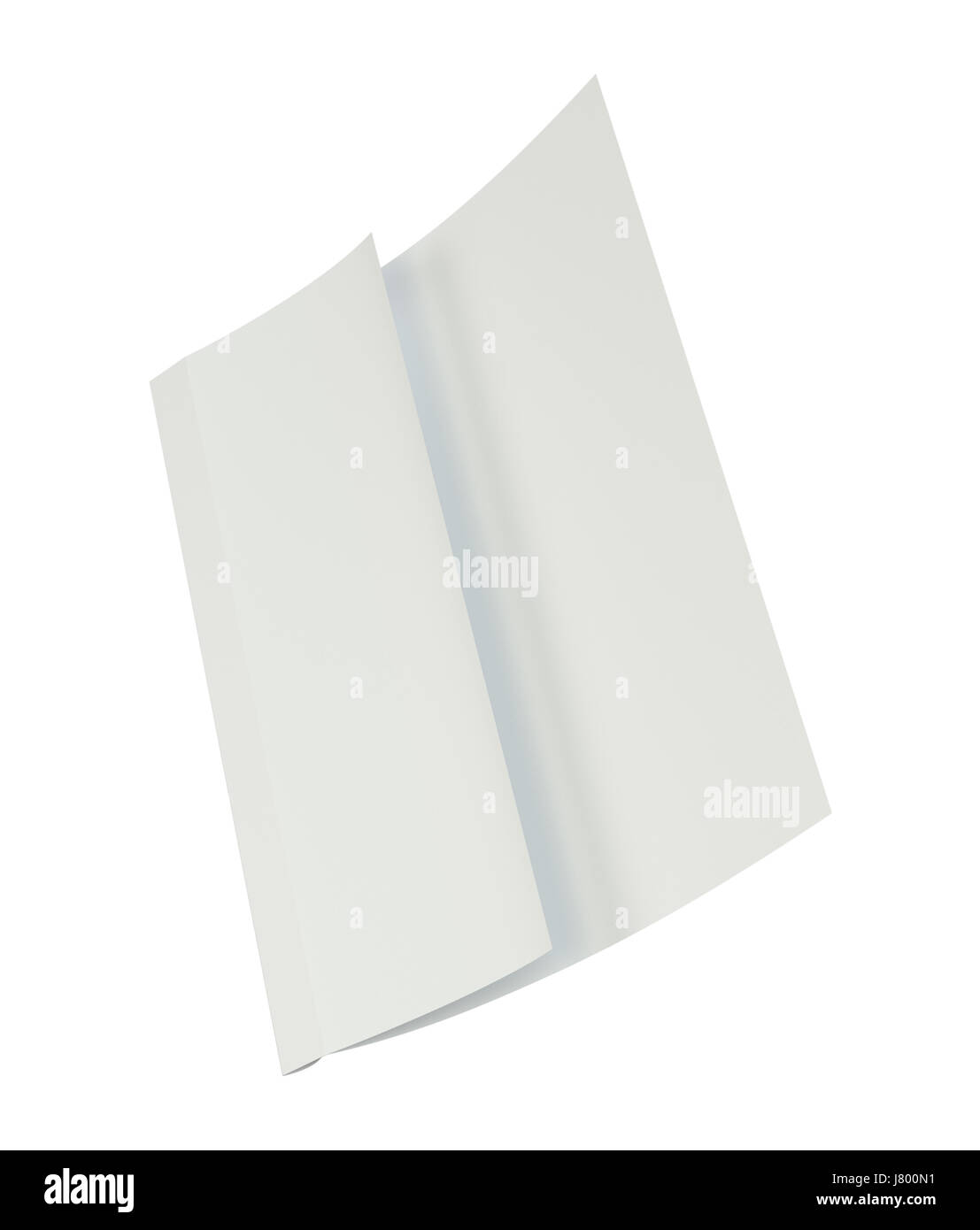 Empty folded leaflet paper. 3d rendering. White background Stock Photo ...