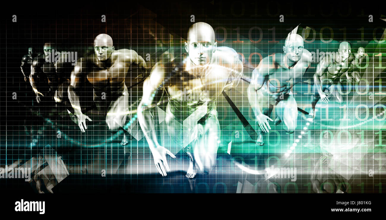 Future Background Abstract with People Running Ahead Stock Photo - Alamy
