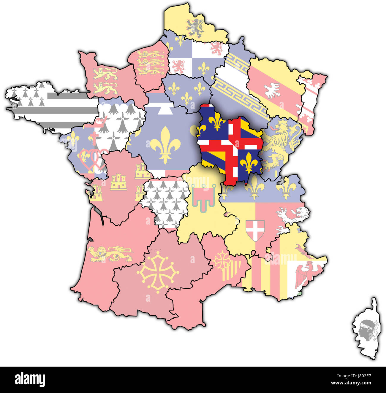 france flag region map atlas map of the world political colour europe ...
