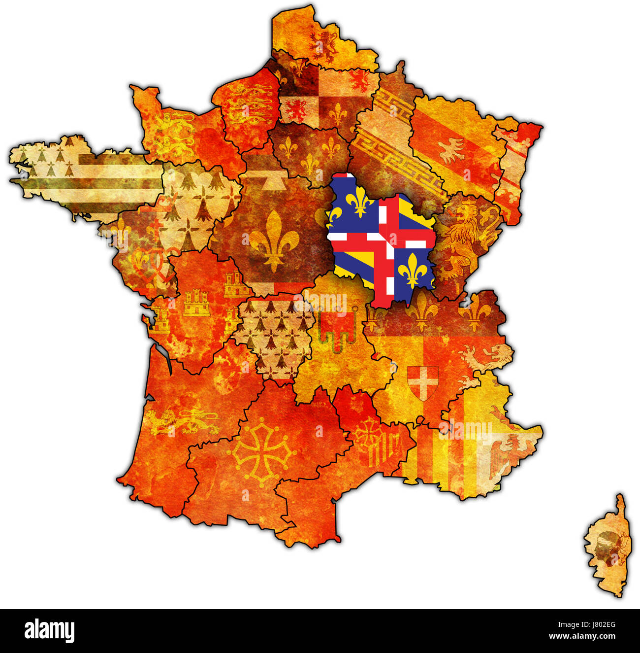 france flag region map atlas map of the world political colour europe ...