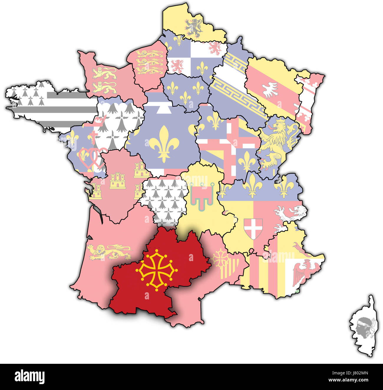 france flag region map atlas map of the world political colour europe ...