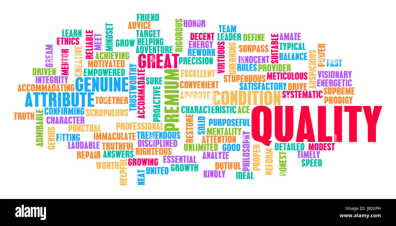 Quality Word Cloud Concept on White Stock Photo - Alamy
