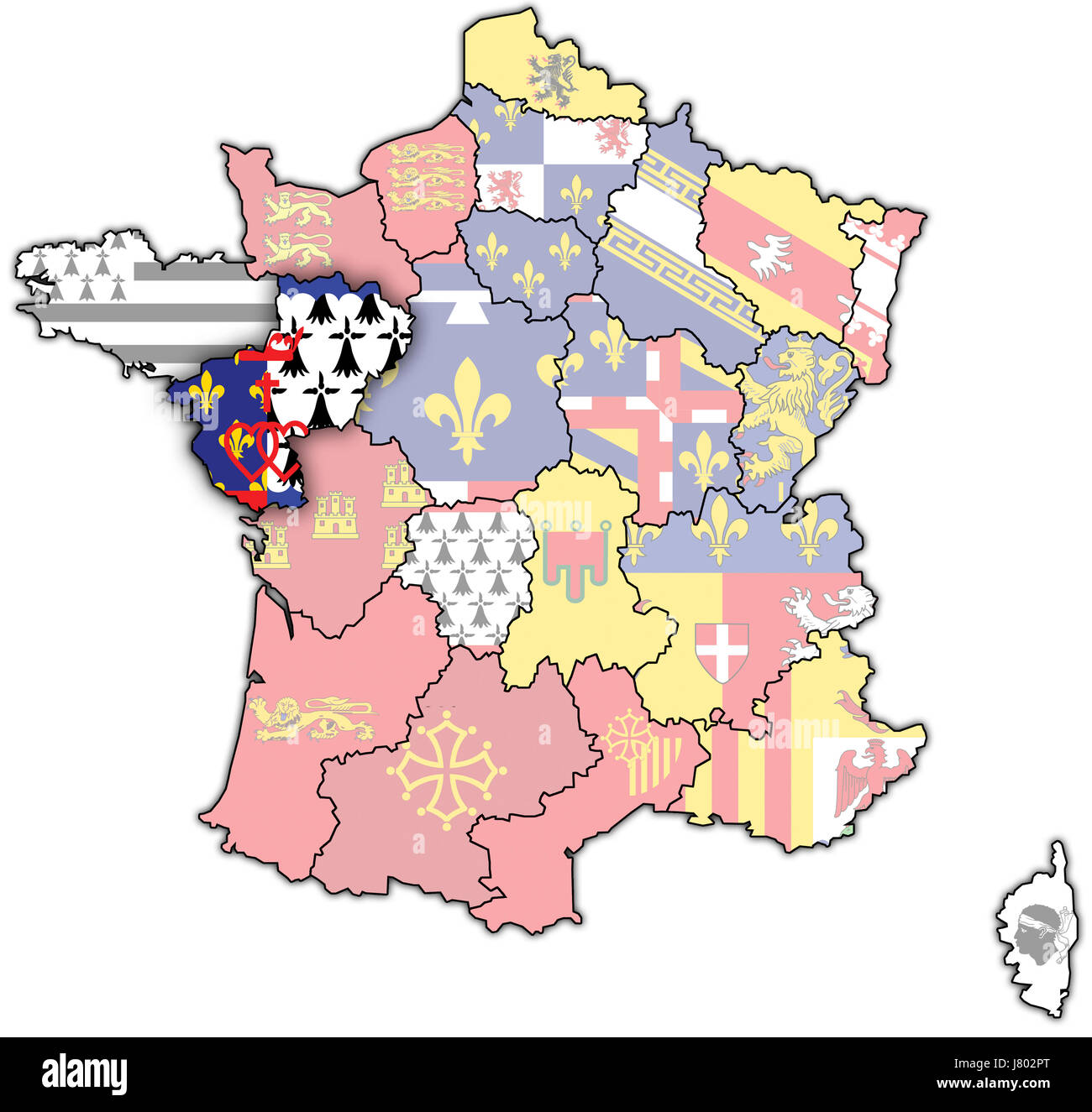 france flag region map atlas map of the world political colour europe ...