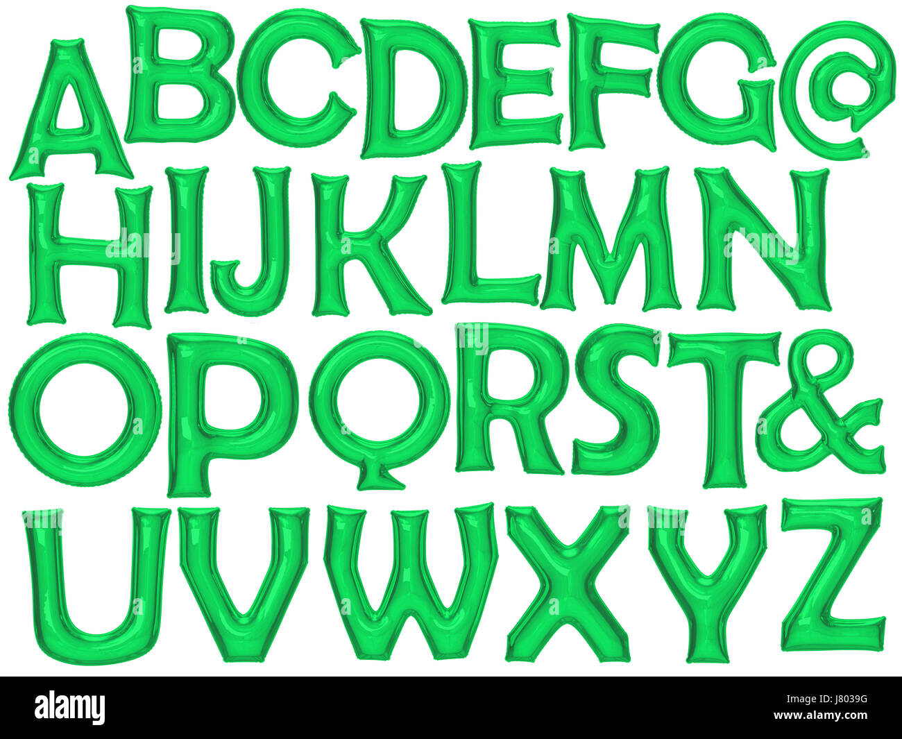 Green alphabet foil balloon set with clipping path Stock Photo - Alamy