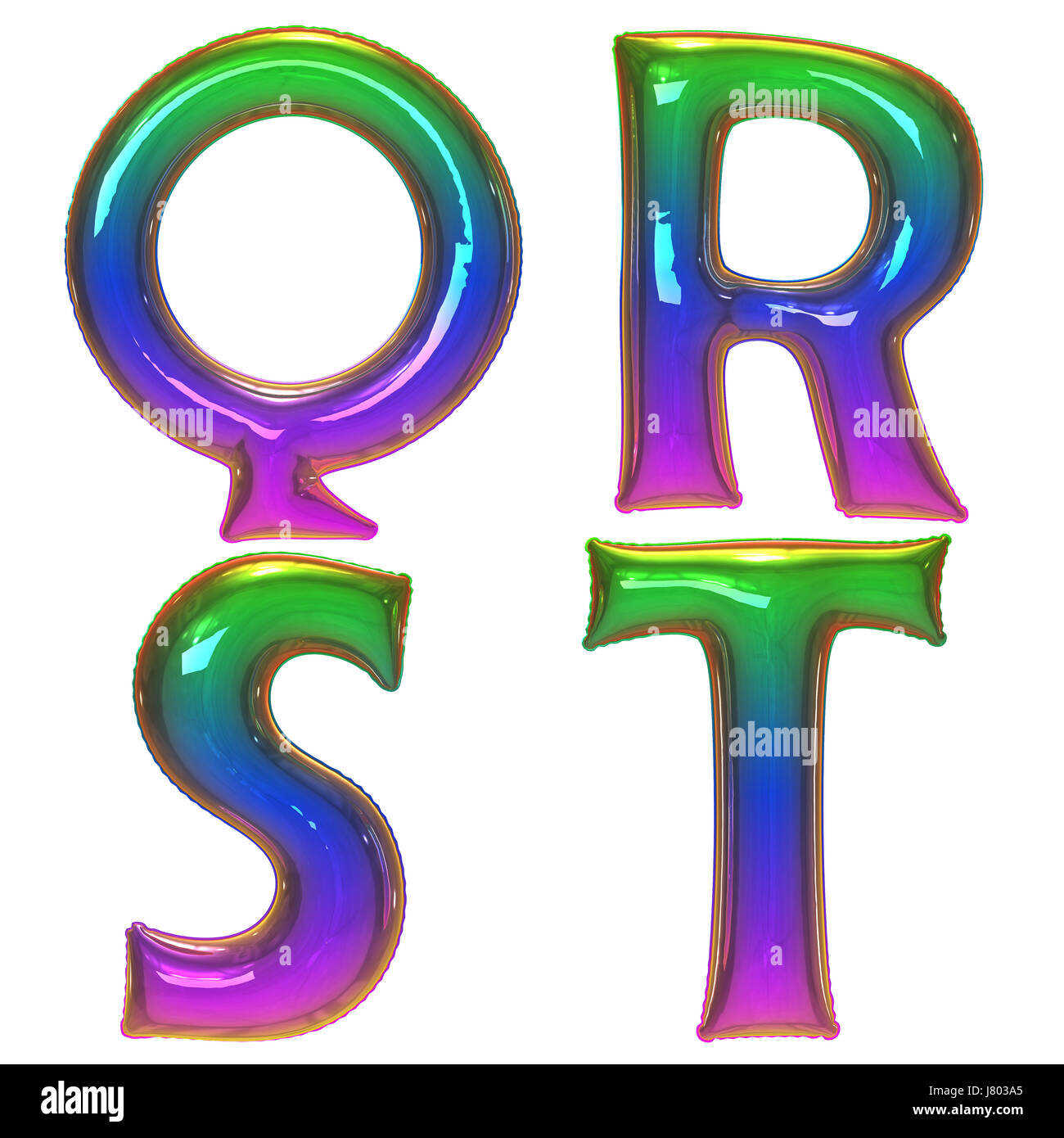 rainbow color alphabet foil balloon set with clipping path Stock Photo ...