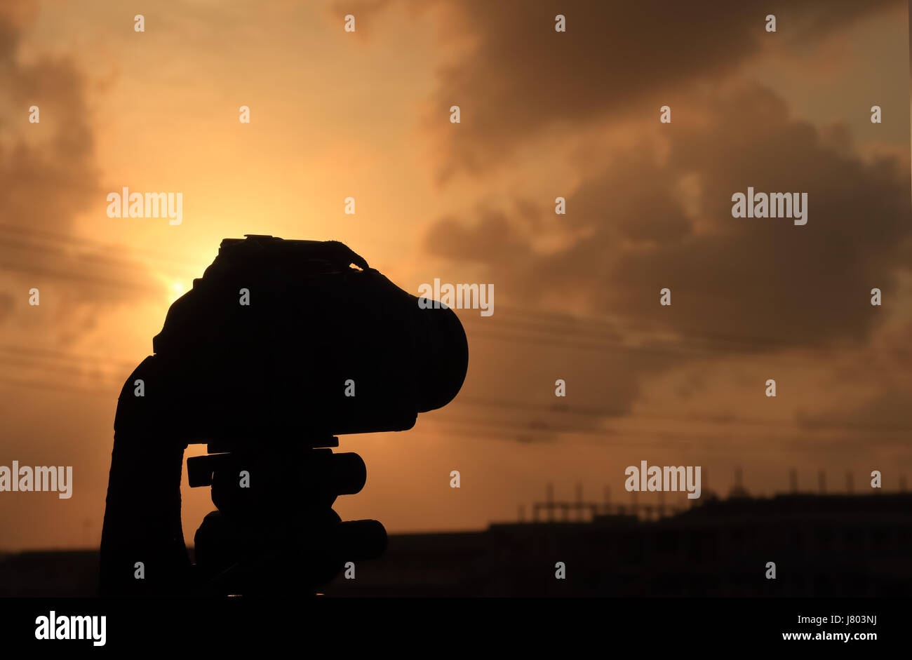silhouette camera background sunset Stock Photo - Alamy
