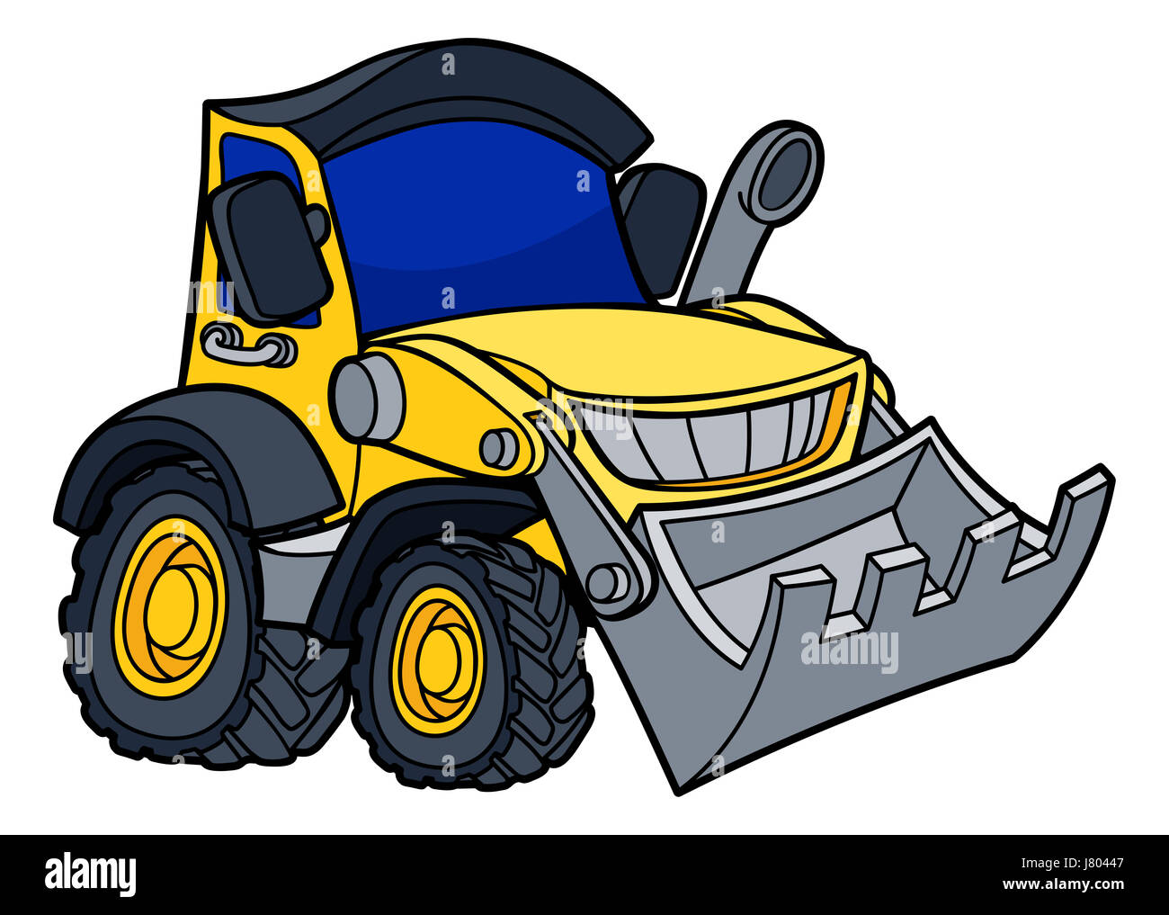 Cartoon bulldozer digger construction vehicle illustration Stock Photo ...