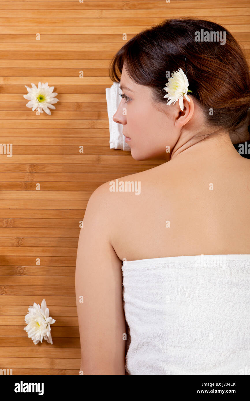 woman beautiful beauteously nice relaxation face lie lying lies ...