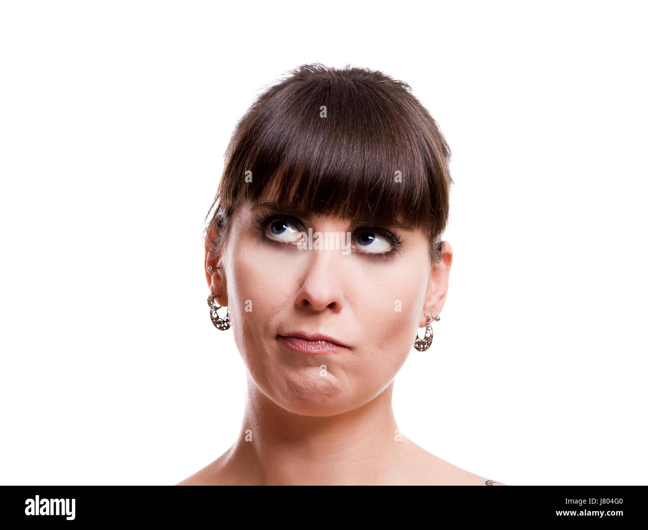 woman beautiful beauteously nice face portrait expression thoughtful ...
