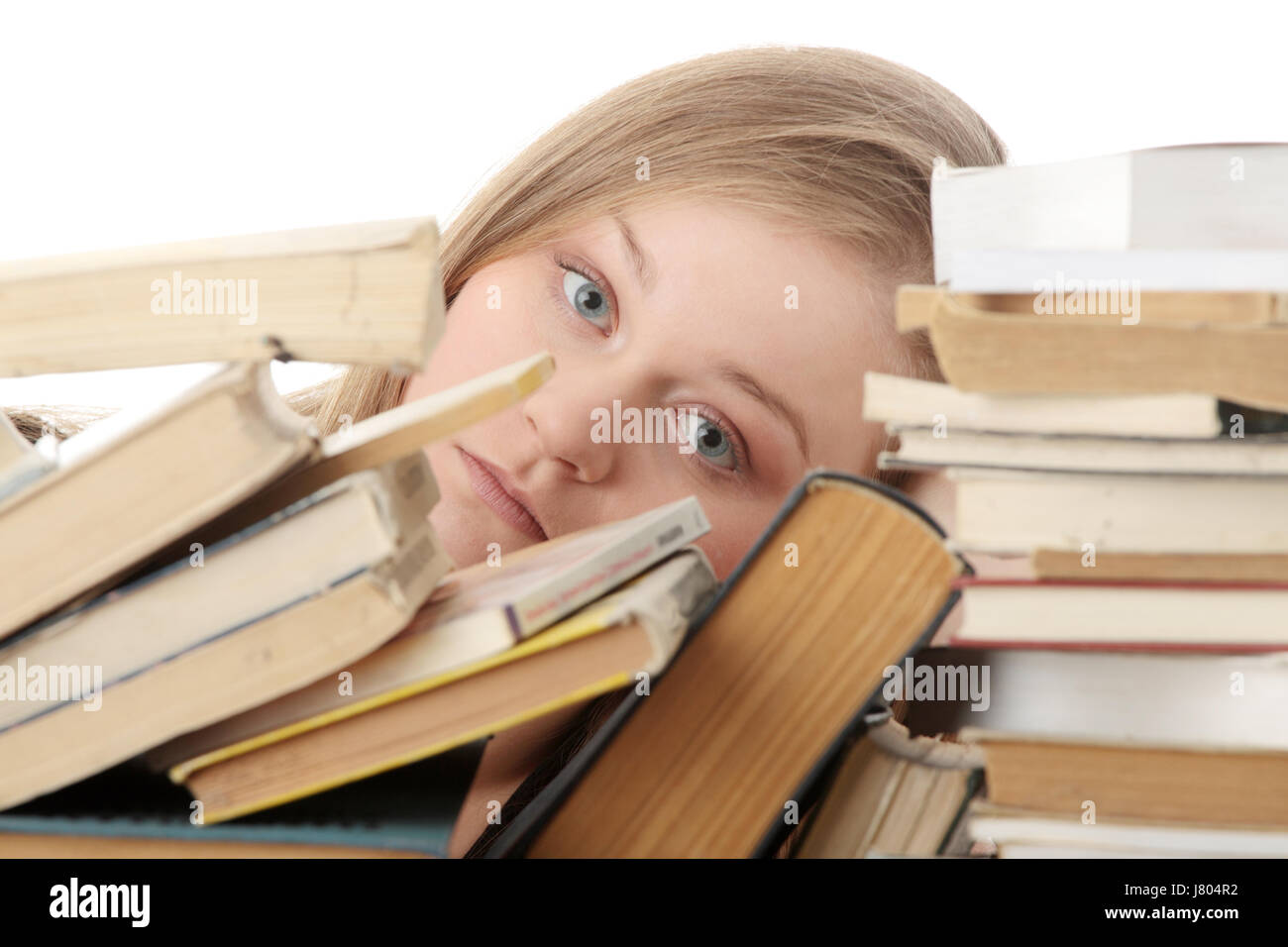 woman study beautiful beauteously nice desk education isolated ...