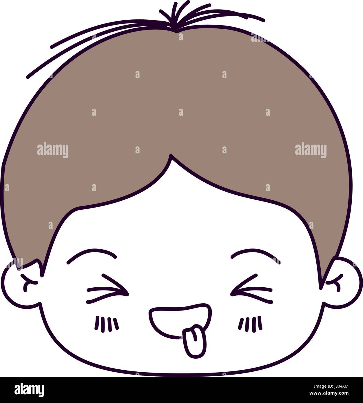 silhouette color sections of facial expression disgust kawaii little ...