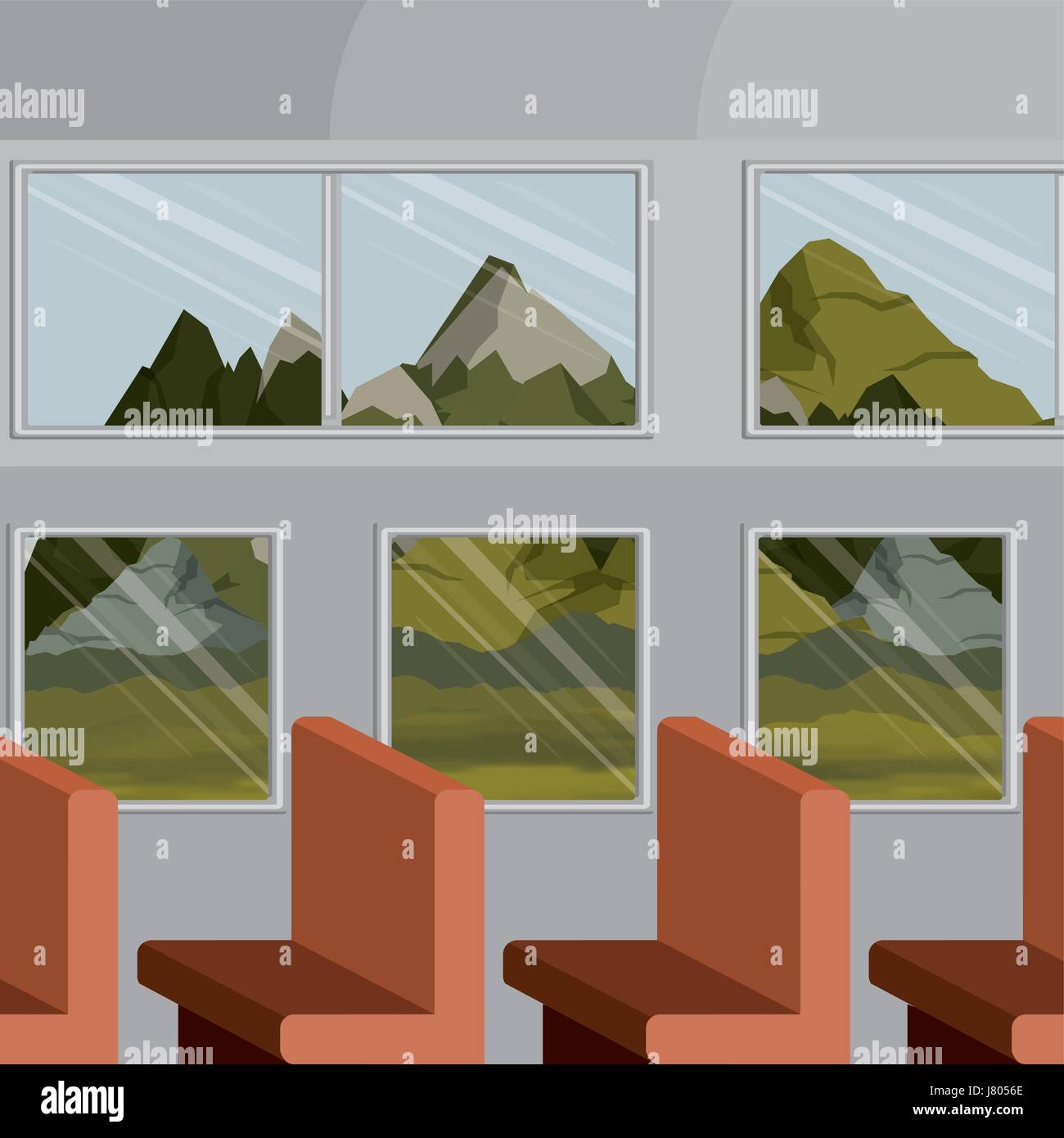 colorful background interior train with a passenger compartment row ...