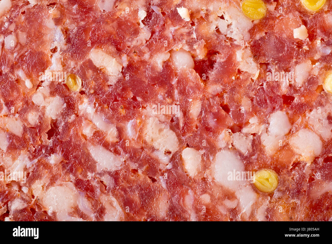 Beef salami sausage cut frame filling texture background ciose up Stock ...