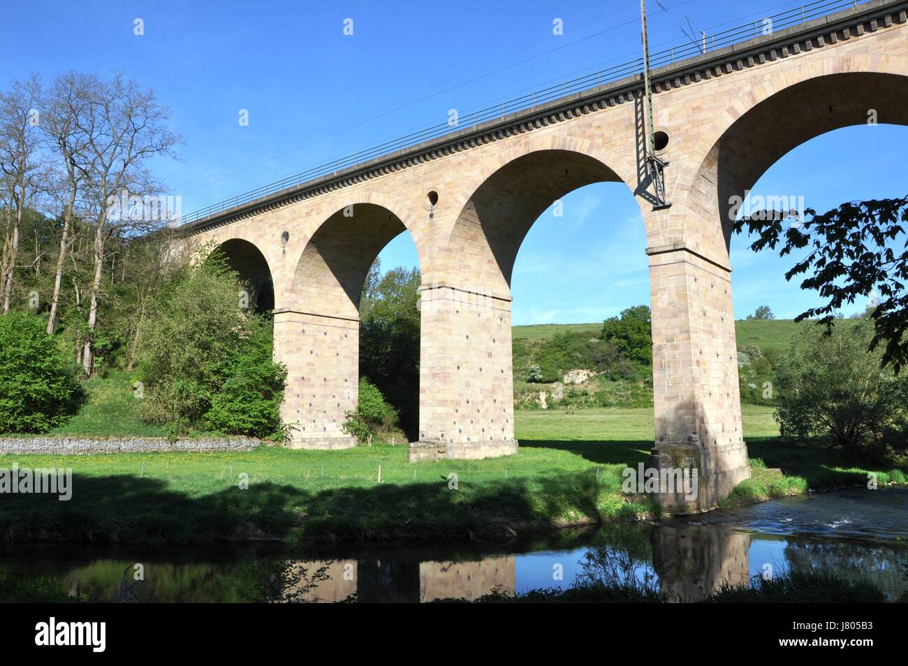 location shot hesse viaduct county germany german federal republic blue ...