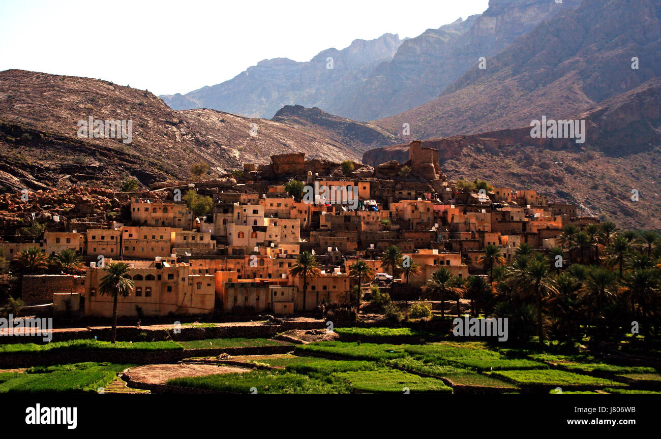 Bilad Sayt village, Wadi Bani Auf, Oman Stock Photo - Alamy