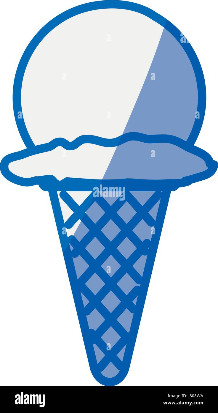 blue shading silhouette of ice cream ball in cone Stock Vector Image ...
