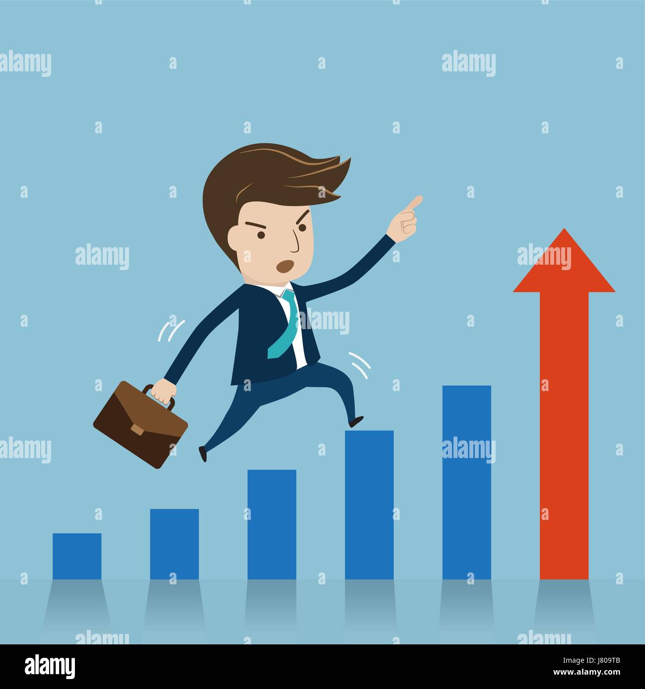Businessman jumping over growing chart. cartoon vector for growing ... Businessman jumping over growing chart. cartoon vector for growing ...