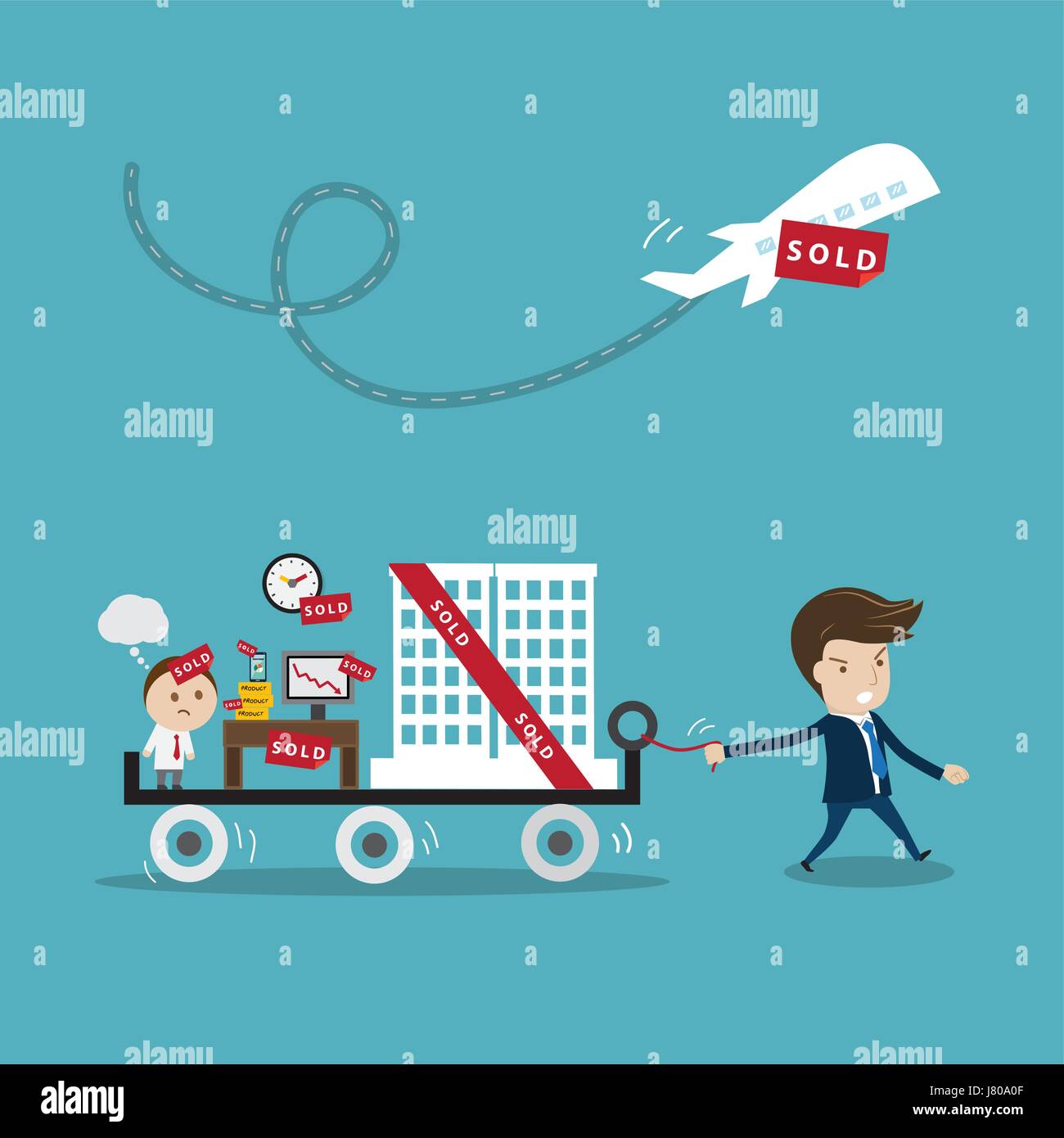 businessman buying another company or business. Vector cartoon for ...
