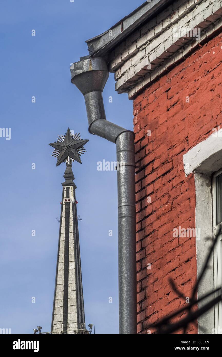 Russia, Moscow. Star on the spire of the Red Gate Building Stock Photo ...