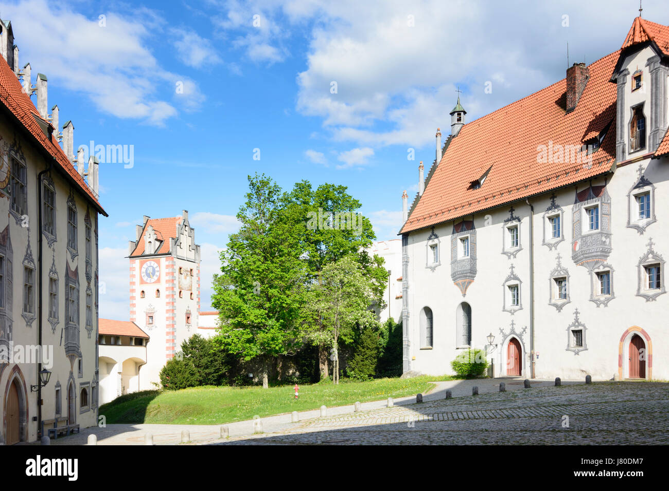 Hohes Schloss (High Castle), courtyard, Füssen, Schwaben, Allgäu ...
