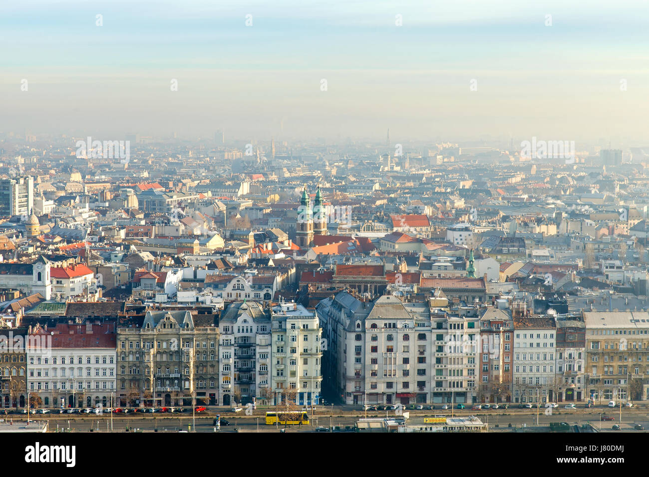 Picture of a main street in Budapest, on a sunny morning Stock Photo ...