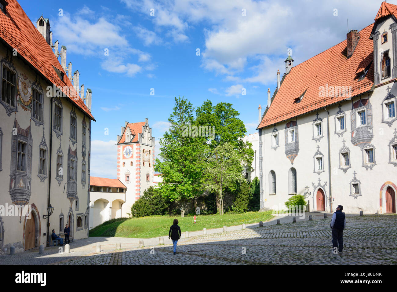 Hohes Schloss (High Castle), courtyard, Füssen, Schwaben, Allgäu ...