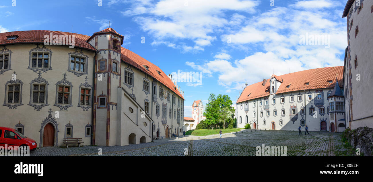 Hohes Schloss (High Castle), courtyard, Füssen, Schwaben, Allgäu ...