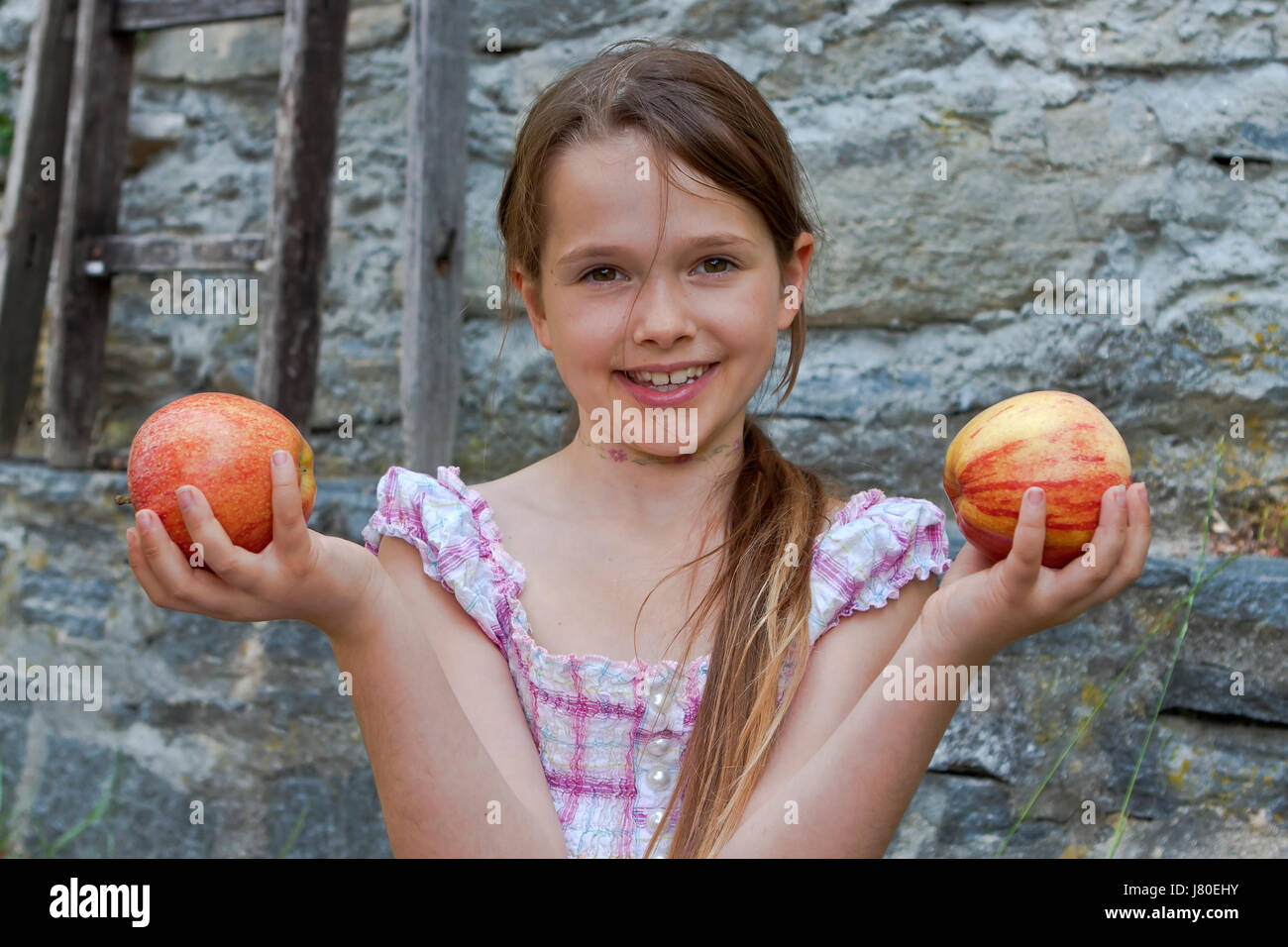 fruit apples apple child laugh laughs laughing twit giggle smile ...