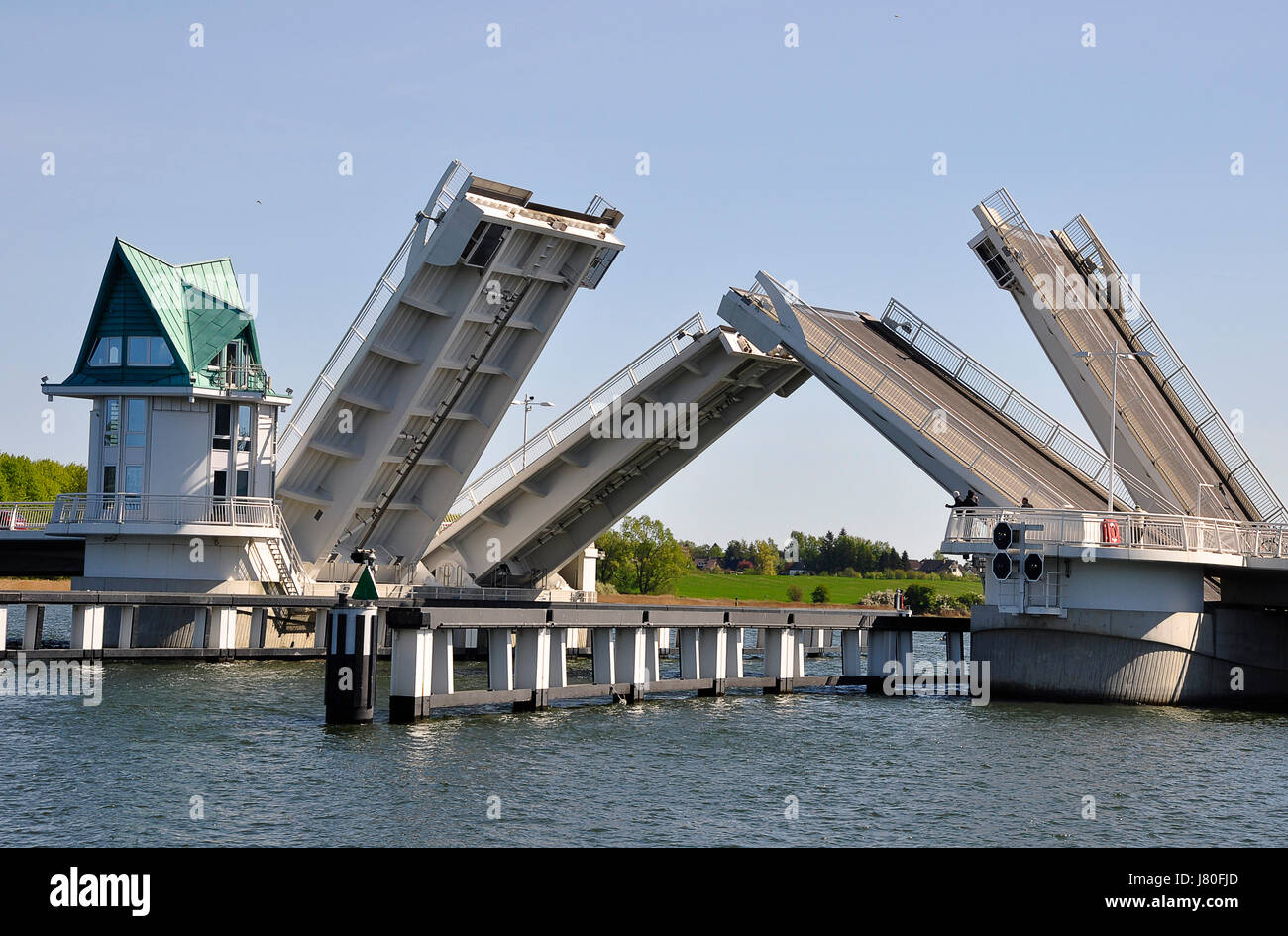 bridge upstairs bridge open Northern Germany passage small town high ...