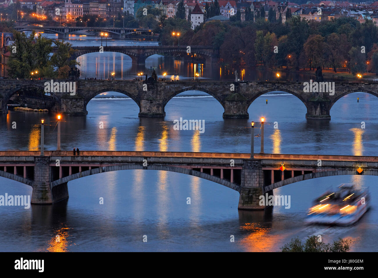 bridge night nighttime prague style of construction architecture ...