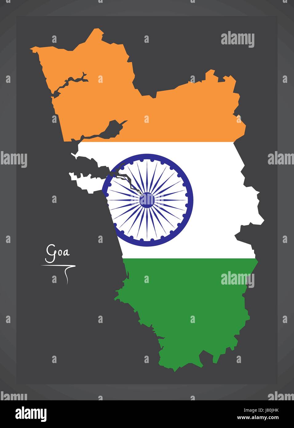 Goa map with Indian national flag illustration Stock Vector Image & Art ...