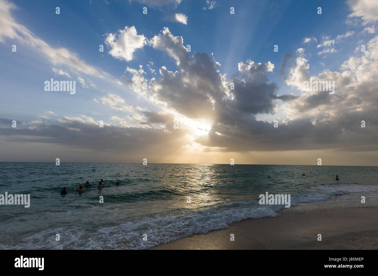 Late afternoon sunset over the Gulf of Mexico from Venice Beach in ...