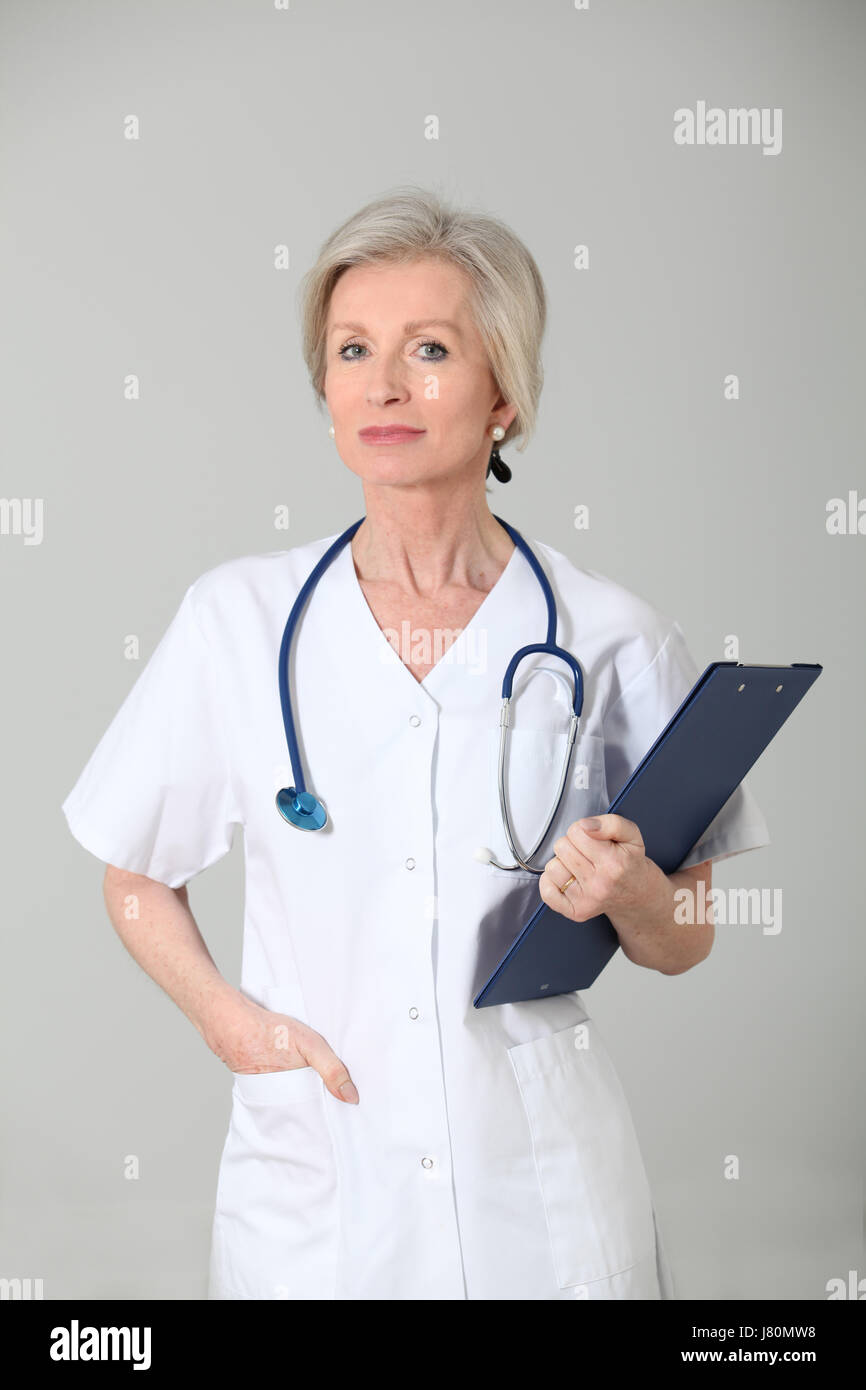 woman health closeup portrait uniform studio hospital leader captain ...
