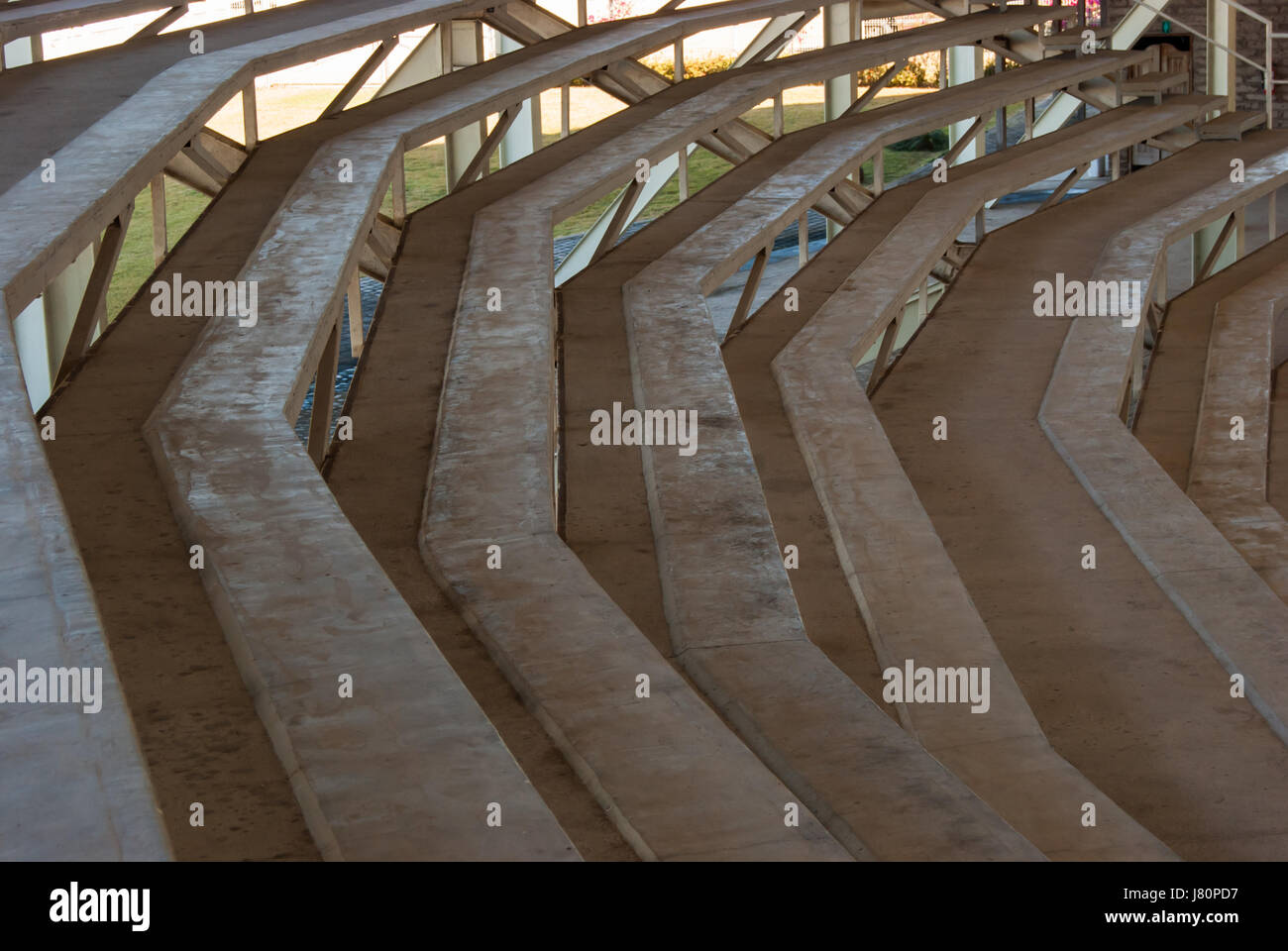 Seating in a sports arena. The picture is all about lines, patterns and ...
