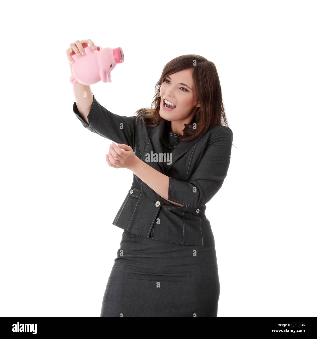woman bank lending institution isolated female portrait person coin ...
