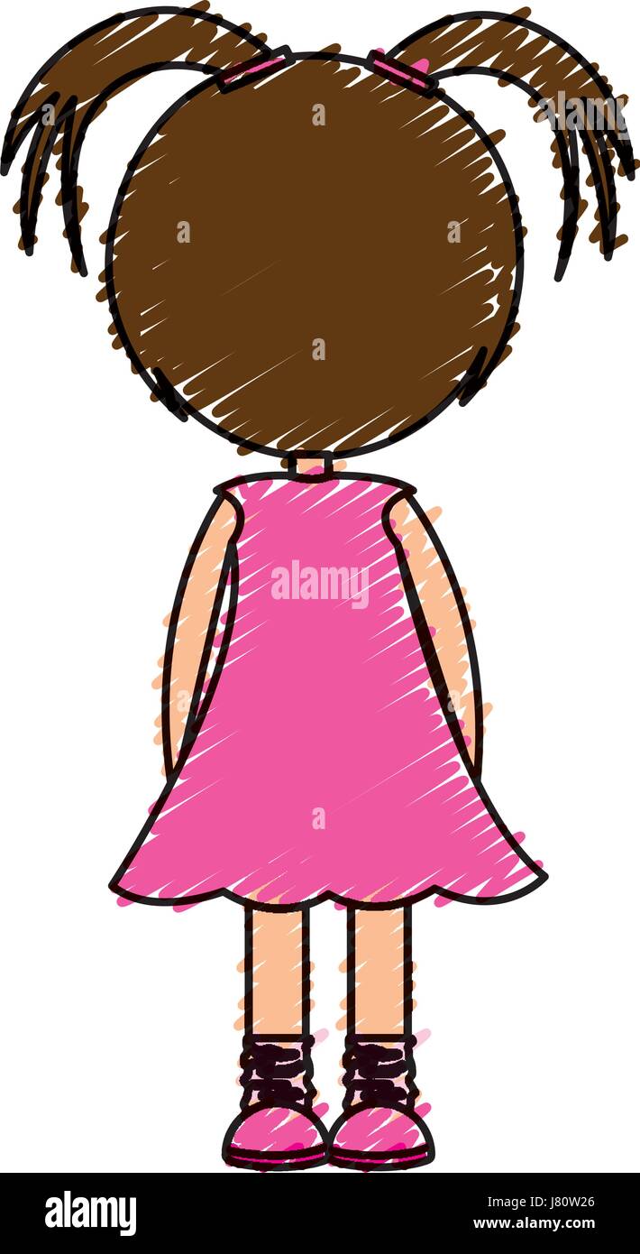 back cute little girl character Stock Vector Image & Art - Alamy