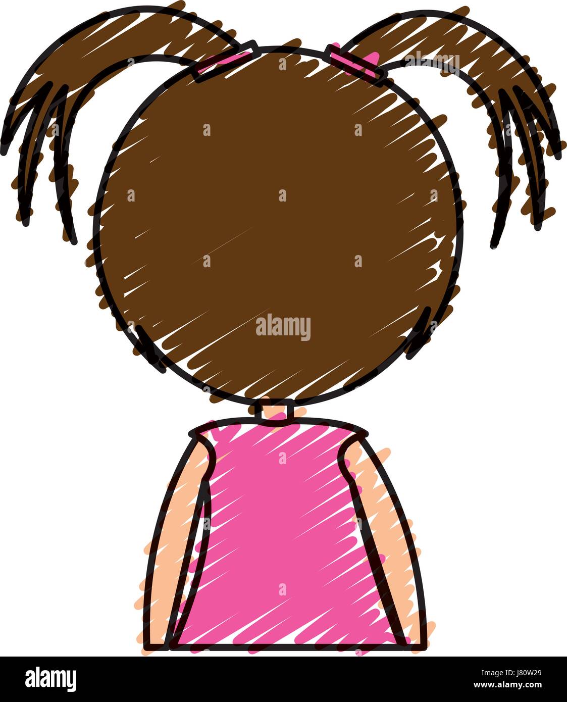 back cute little girl character Stock Vector Image & Art - Alamy