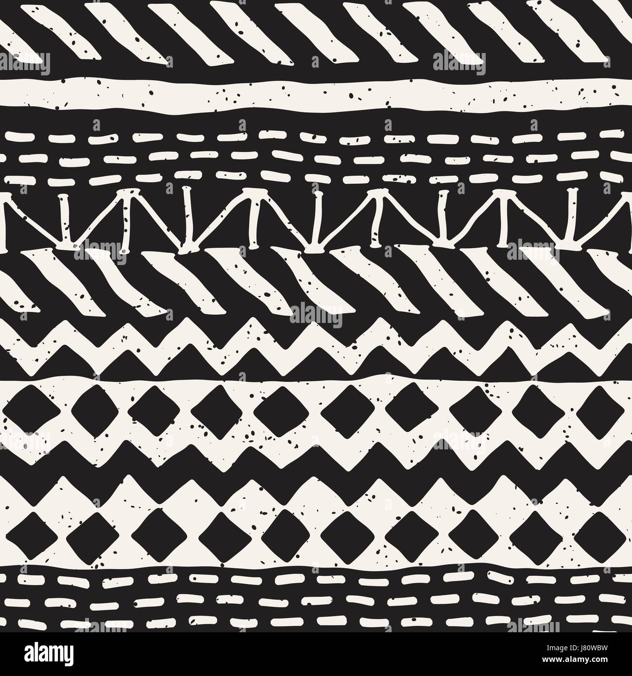 Hand drawn painted seamless pattern. Vector tribal design background ...