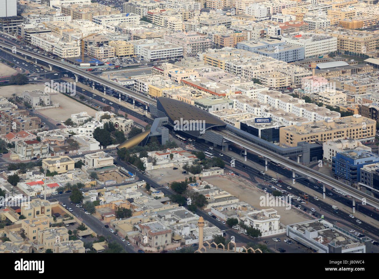 Dubai ADCB Metro station aerial view photography UAE Stock Photo - Alamy