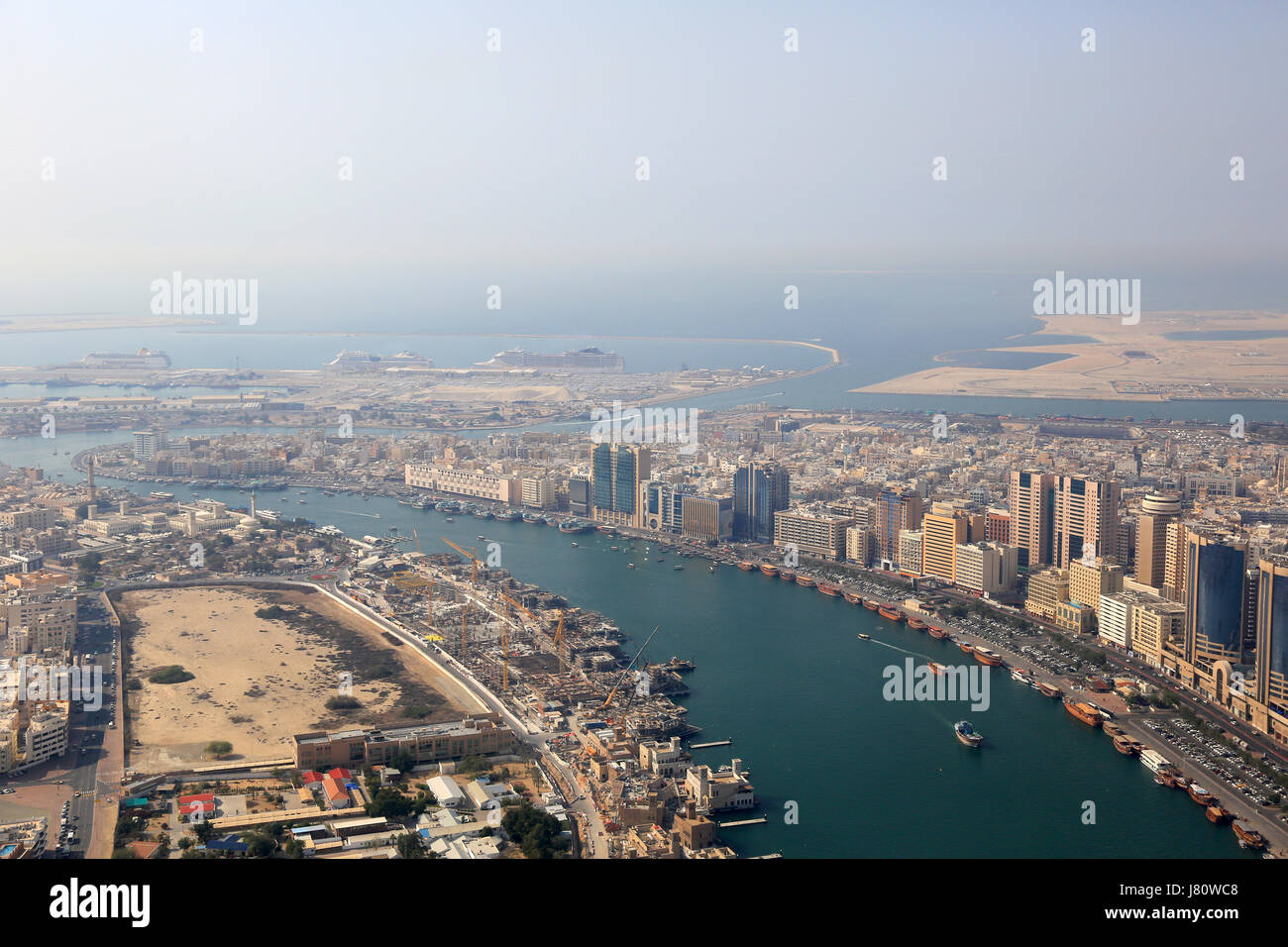 Dubai The Creek river aerial view photography UAE Stock Photo - Alamy