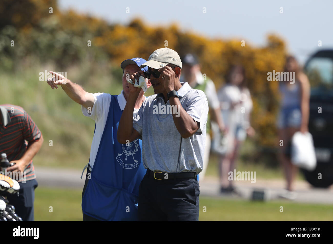 Former US president Barack Obama plays a round of golf at the Old ...