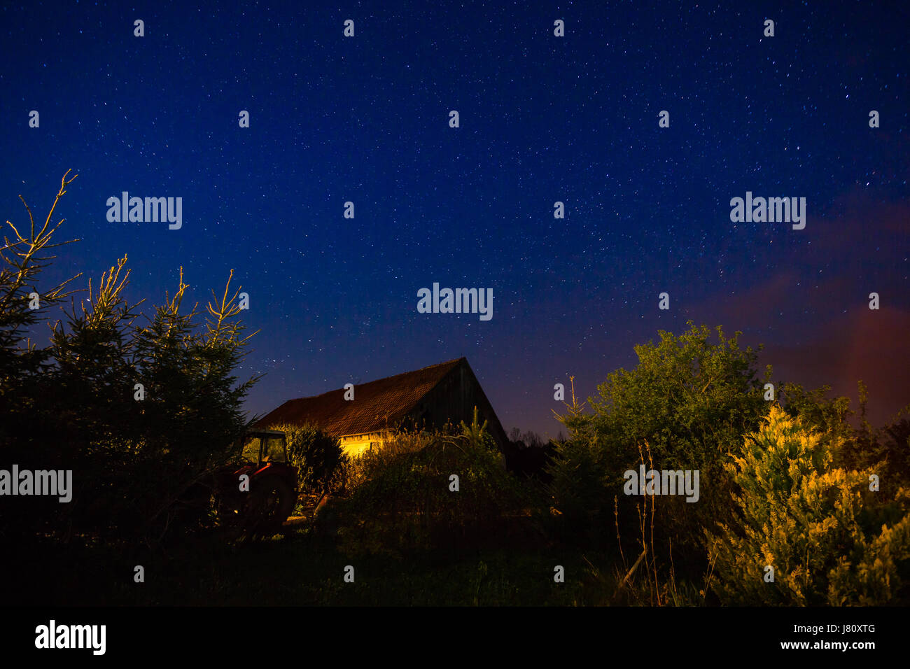 The old house under a starry sky Stock Photo - Alamy
