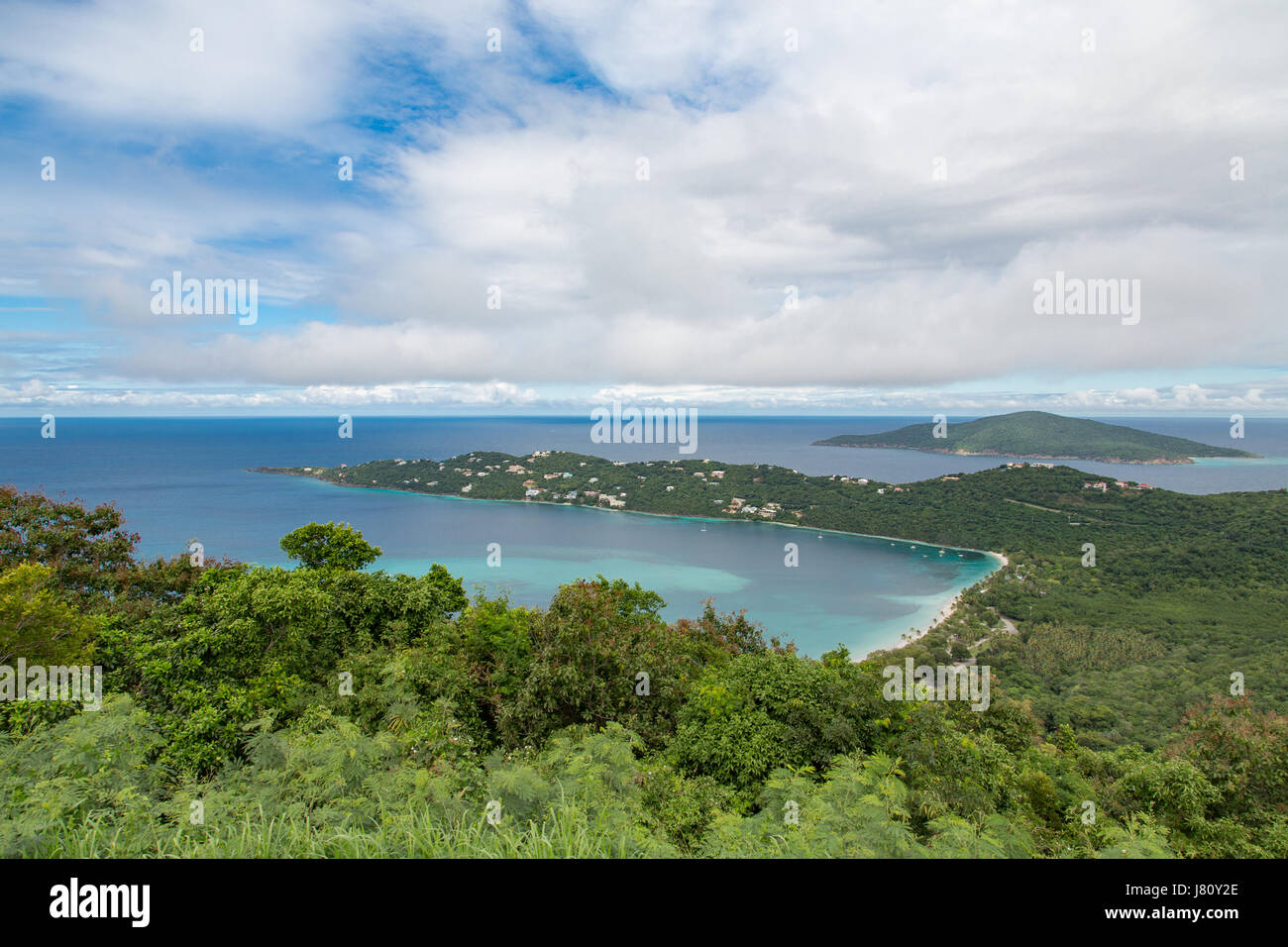 View of beatiful Megans Bay beach on St Thomas in the Caribbean Stock ...