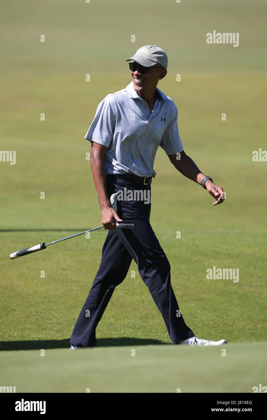 Former US president Barack Obama playing a round of golf at the Old ...