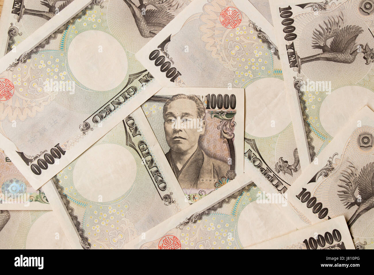 Group of Japanese bank note 10000 yen background Stock Photo - Alamy