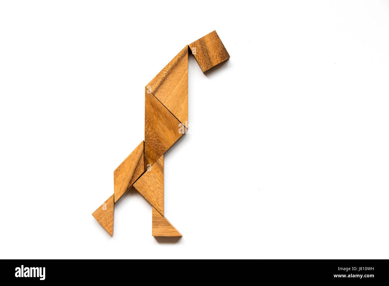 Wooden tangram as anxiety man shape on white background (Concept as ...