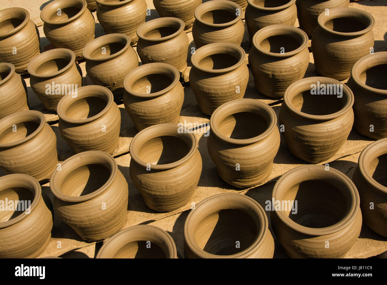 ASIA, MYANMAR (BURMA), Mandalay Region, Yandabo Pottery Village, lines ...