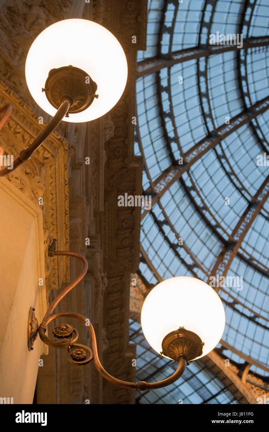 Milan. Street light in Vittorio Emanuele gallery Stock Photo - Alamy