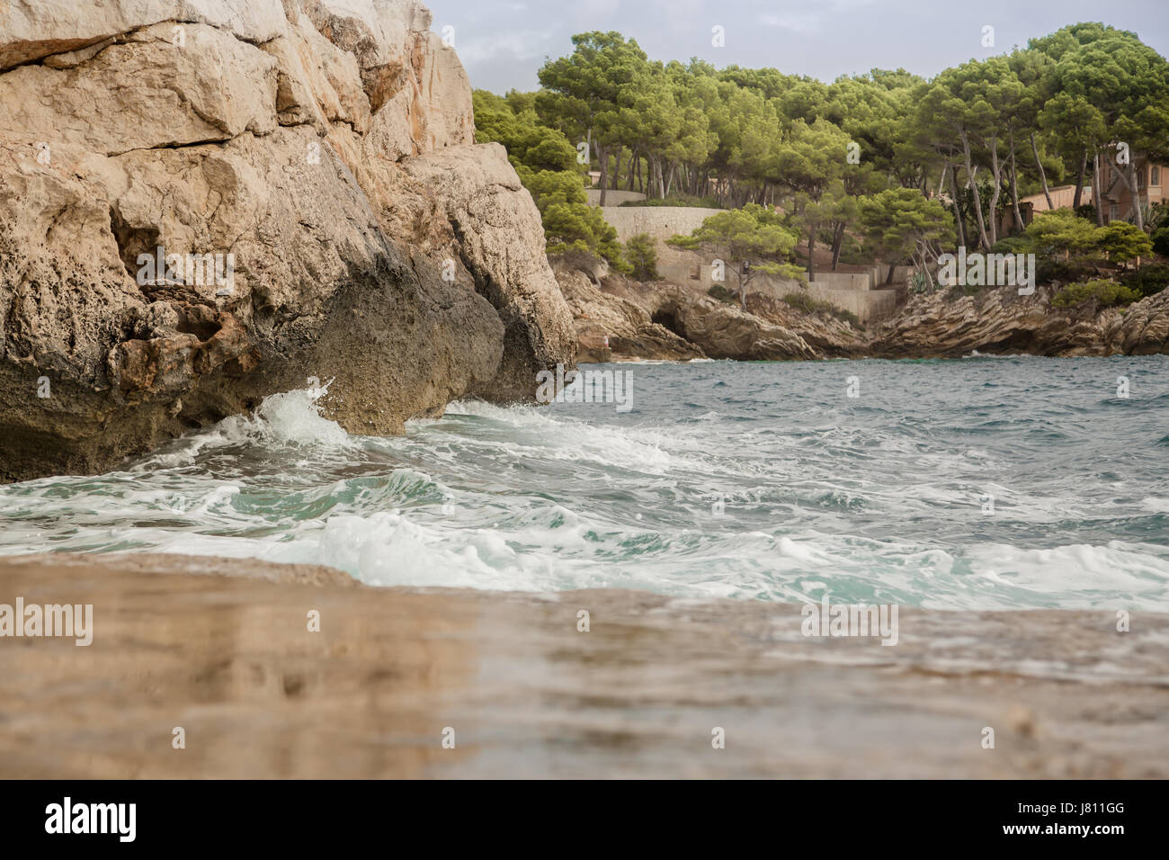 Wave on the coast of Mallorca Stock Photo - Alamy