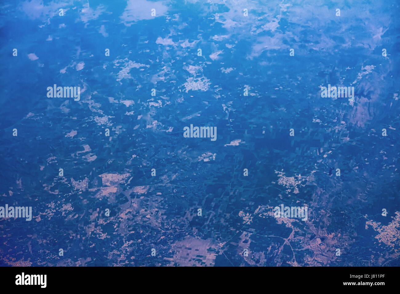 cities and fields km altitude in Indian territory Stock Photo - Alamy